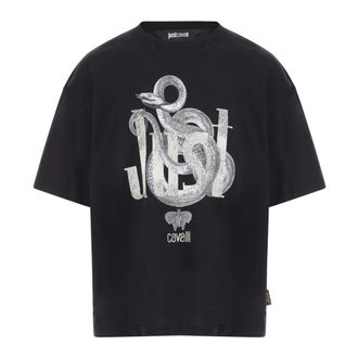 Just Cavalli Baumwoll-T-Shirt mit Logo-Print - - Tops - Herren - Schwarzk - S