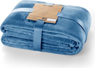 Decoking Kuscheldecke 220x240 cm dunkelblau Decke Microfaser Tagesdecke Fleece weich sanft kuschelig marinenblau Navy Indigo Mic
