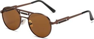 Generic Lunettes de soleil rondes en métal rétro 2025 pour femmes tendance dégradées transparentes UV400 Lunettes de soleil tendance pour homme, thé marron, u