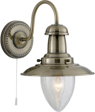 Searchlight Fisherman - Applique murale &agrave; 1 ampoule en laiton antique avec abat-jour en verre sem&eacute;, E27 - Searchlight