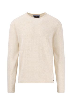 Fynch-Hatton Melierter Strickpullover aus Baumwolle mit Rundhalsausschnitt New Offwhite/XL