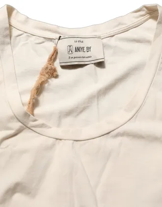 Aniye By Beige Viscose Sleeveless Round Neck Women Tank Top Elastane