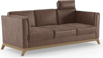 Cavadore Cavadore 3er-Sofa Vida / 3-Sitzer Couch im trendigen Design mit massivem Holzrahmen in Buche, Kopfstütze mit Kuschelkissen / 213 x 84 x 93 / Mikrofase