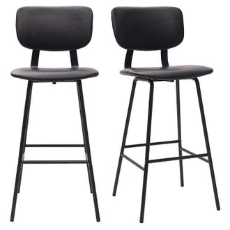 Miliboo Tabourets de bar vintage noirs avec pieds m&eacute;tal 75 cm (lot de 2) LAB