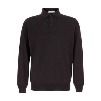 KANGRA braunes Poloshirt mit Vier-Knopf-Verschluss aus Merinowolle f&uuml;r Herren - - Tops - Herren - Braun - L