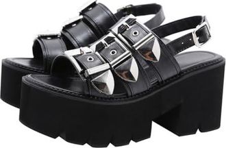 Frcolor Sandales Femme Été Chic à Talon Épais Bout Ouvert Plateforme Confortable pour Soirées et Occasions Spéciales Noir