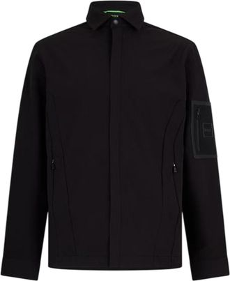 HUGO BOSS Herren-Overshirt Expedit Oxford mit Rei&szlig;verschlusstasche (Schwarz)