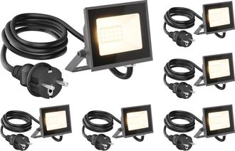 LEDs Com 6 St&uuml;ck LED Wandstrahler/Gartenstrahler OZIN, IP65, Stecker, anthrazit, 10 W, 811 lm, warmwei&szlig;