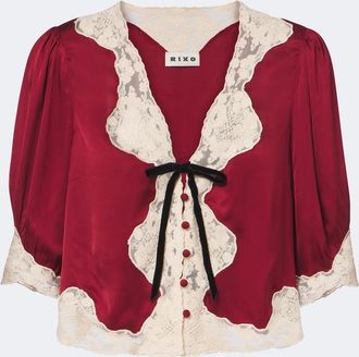 Rixo Bluse Ursula aus Satin mit Spitze