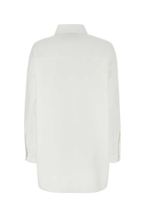 Valentino Garavani Womens White Cotton Blend Oversize Shirt Bianco Exterior: Nylon Camicie