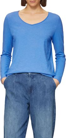 s.Oliver Langarmshirt aus Slub Yarn mit Rollkanten am Ausschnitt