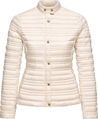 Moncler Moncler Veste De Motard Cataire En Duvet Avec Matelassage Ray&eacute;, Femme, Beige, Taille: 00