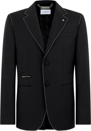 Philipp Plein Homme, Vestes, Noir, Taille: 5XL Blazer Coutures Contrast&eacute;es
