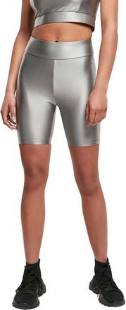 Urban Classics Damen Ladies Highwaist Shiny Metallic Cycle Shorts darksilver 5XL