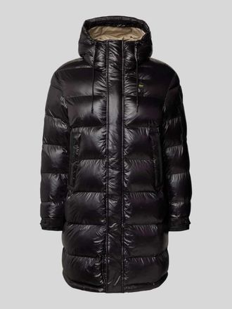 Blauer Regular Fit Steppmantel mit Logo-Applikation Modell Aldrich