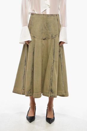 Ferragamo Denim Flared Skirt with Zip Salvatore Ferragamo