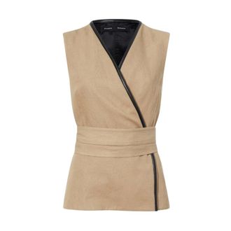 Proenza Schouler Femme, Tops, Beige, Taille: 40 FR Top Cache-Coeur Moderne en Coton et Lin