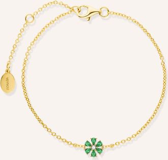 VEYNOU Veynou Armband Blooming Eden Aus 14 Karat Gelbgold Und 0,27ct. Lab-Grown Smaragde Und 0,03ct. Lab-Grown Diamant gold