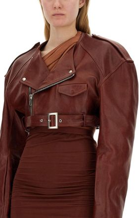 Rick Owens Lamb Leather Cropped Jacket - Bordeaux