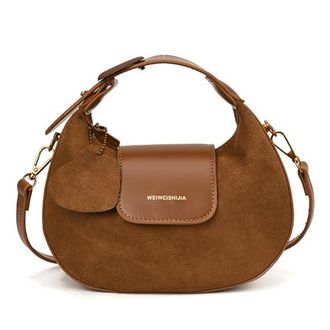 Generic Sac &agrave; bandouli&egrave;re en daim synth&eacute;tique pour femme avec sangle r&eacute;glable en forme de croissant de lune pour le travail, le shopping, les voyages, marron,