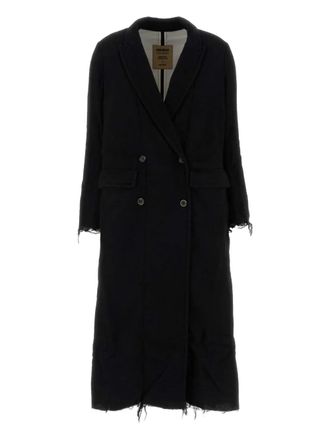 Uma Wang manteau croisé à effet effiloché - Noir