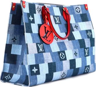 Louis Vuitton OnTheGo Damier and Monogram Patchwork Denim GM tote bag - Blau