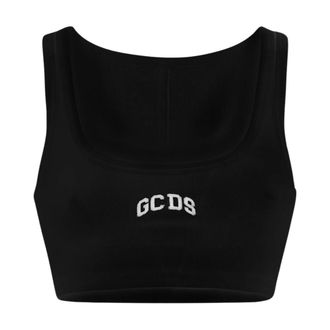 GCDS Gcds, Femme, Tops, Noir, Taille: 36 FR Lounge Logo Crop Top