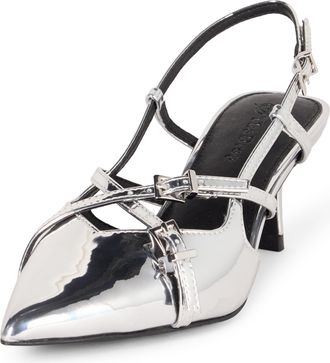The Drop Gordon Slingback Sling Back Heels, Silver Mirror, 39 EU