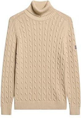 Superdry Pull décontracté à col roulé pour femme avec motif torsadé, Twist taupe dhiver, 38