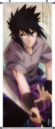 Coolchange Großes Rollbild/Kakemono aus Stoff Poster, 100x40cm, Motiv: Sasuke Uchiha