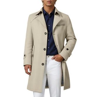 Generic Manteau Long Homme,Veste Anorak Mi-longue Doubl&eacute;e Polaire - Manteau dHiver Temp&eacute;r&eacute; Coupe-Vent avec Capuche pour Activit&eacute;s de Plein Air Style D&eacute;contrac