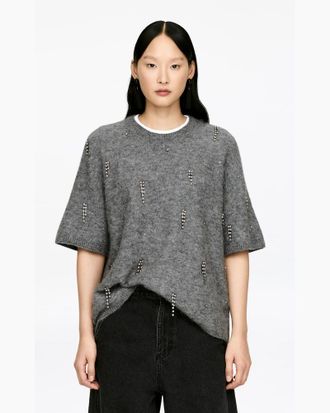 Arket Verziertes Strickoberteil -Grau