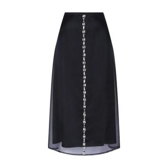 Fabiana Filippi Femme, Jupes, Bleu, Taille: 42 FR Jupe midi transparente avec d&eacute;tails orn&eacute;s