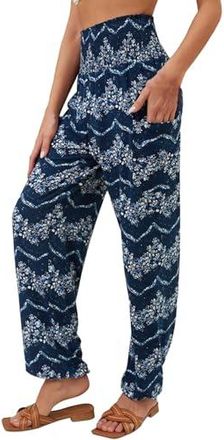 Generic Robe boh&egrave;me 2026 pour femme - Pantalon Harlan imprim&eacute; tendance - Taille haute - Yoga - Style boh&egrave;me d&eacute;contract&eacute;, bleu marine, XXL
