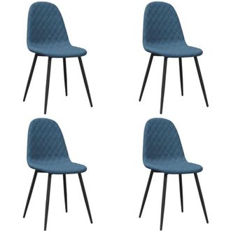 vidaXL Vidaxl - Chaises à manger lot de 4 Bleu Velours