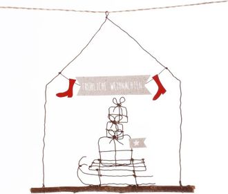 Good old Friends Winter Drahtbild Fr&ouml;hliche Weihnachten