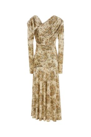 Ganni Womens Printed Velvet Dress Cloudcream Abiti