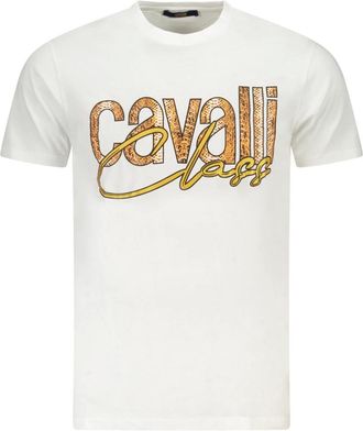 Cavalli Homme, Tops, Blanc, Taille: L T-Shirt &agrave; Manches Courtes