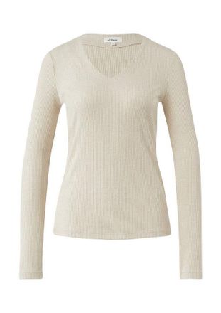 s.Oliver Langarmshirt T-Shirt Geripptes Longsleeve mit V-Ausschnitt