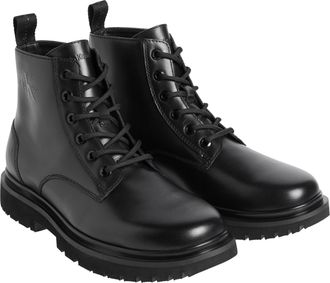 Calvin Klein Damen Eva MID LACE UP Boot LTH WL WN YW0YW01147 Mittelhohe Stiefel, Schwarz (Triple Black), 41 EU
