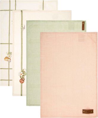 Thun 4er Set Geschirrt&uuml;cher mit Holzbox, 100% Baumwolle, Country Bloom, Box 40 x 60 cm; Geschirrtuch 60 x 100 cm