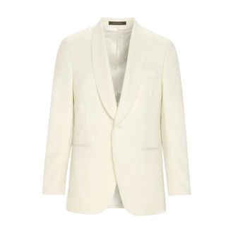 Oscar Jacobson Homme, Costumes, Beige, Taille: L Off-White Figaro Tuxedo Blazer