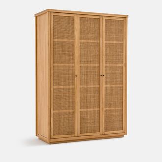 La Redoute Interieurs Armoire 3 Portes En Pin Massif Et Cannage De Rotin Gabin