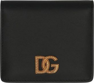 Dolce & Gabbana Femme, Accessoires, Noir, Taille: ONE Size Portefeuille Compact en Cuir Textur&eacute;