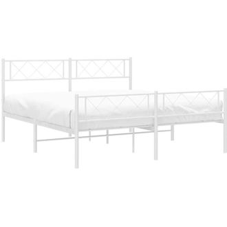 vidaXL Cadre de lit m&eacute;tal sans matelas et pied de lit blanc 140x190 cm Vidaxl