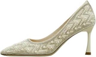 Generic YUJIEBB Chaussures &agrave; talons hauts pour femme avec paillettes et strass, Abricot 7 cm, 35.5 EU