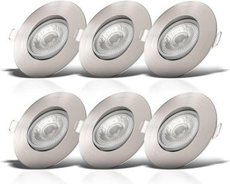 B.K.Licht B.k.licht - Set de 12 spots led encastrables orientables 5W 460 lm &Oslash;90 mm IP23, ultra plats 24 mm, &Oslash;68 mm, 3000K blanc chaud, nickel mat, CRI80, 230V