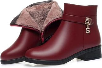 Generic Bottes orthop&eacute;diques en cuir synth&eacute;tique pour femme - Talon haut - Imperm&eacute;ables - Antid&eacute;rapantes - Avec fermeture &eacute;clair lat&eacute;rale, Rouge, 35.5 EU