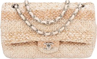 Chanel Crossbody Bags - Chanel Quilted Tweed Medium Double Flap Crossbody - Gr. unisize - in Beige - f&uuml;r Damen