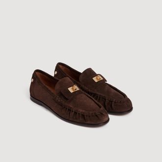 Sandro Mocassins en cuir su&egrave;de &agrave; fermoir
